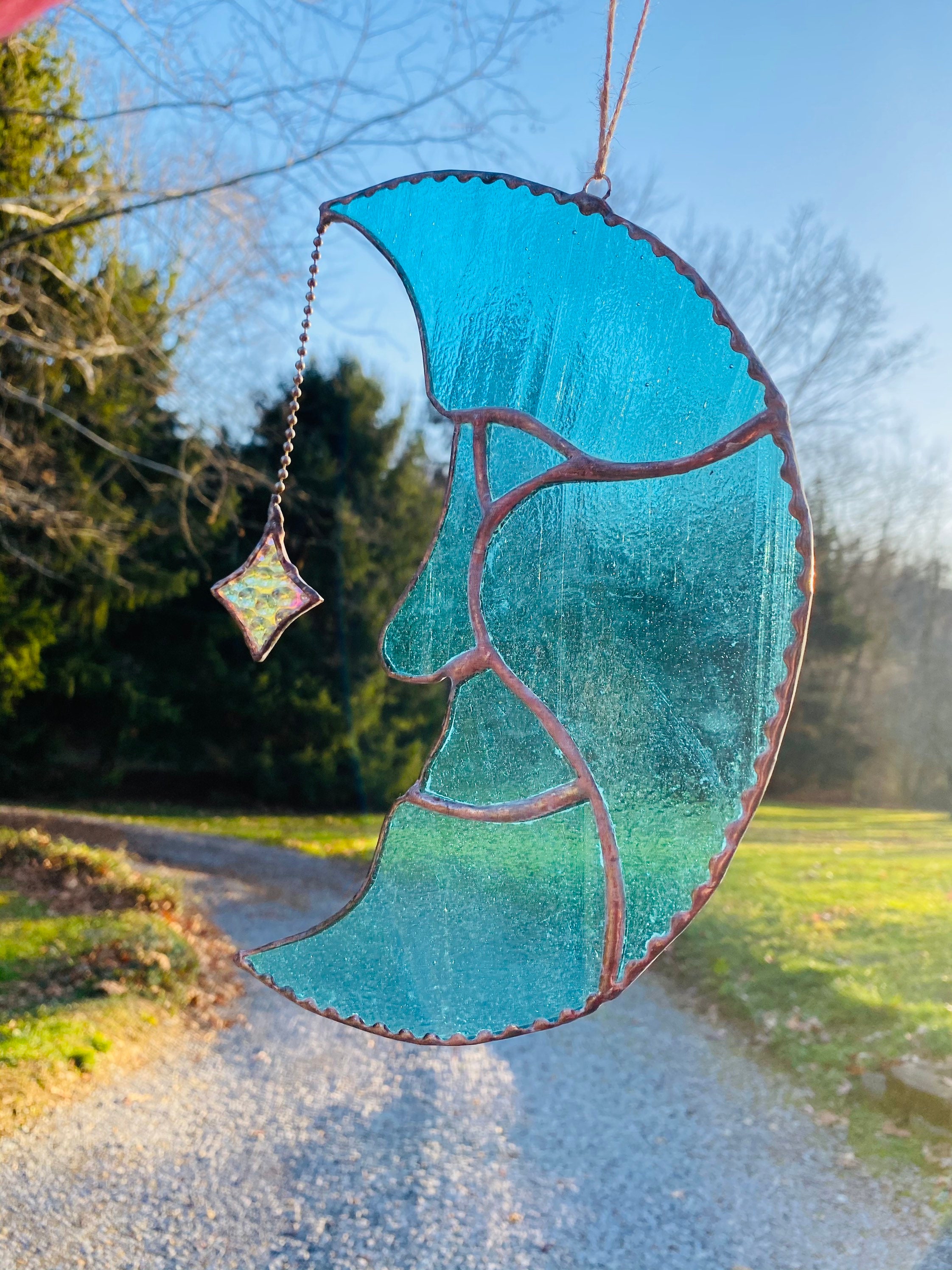 Moon Sun Catcher Stained Glass Moon Sun Catcher Stained - Etsy