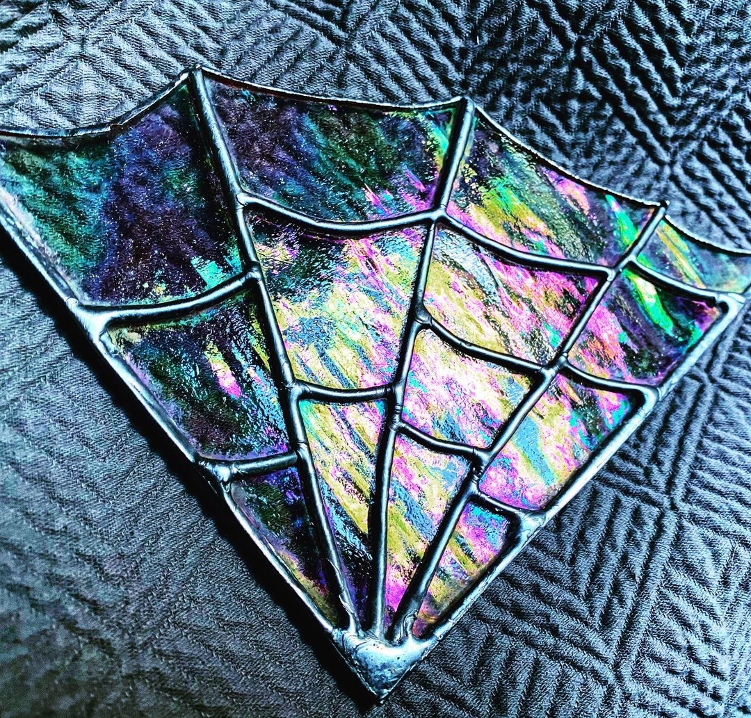 Stained Glass Spider Web, Whimsy Decor, Witch Decor, Stained Glass ...
