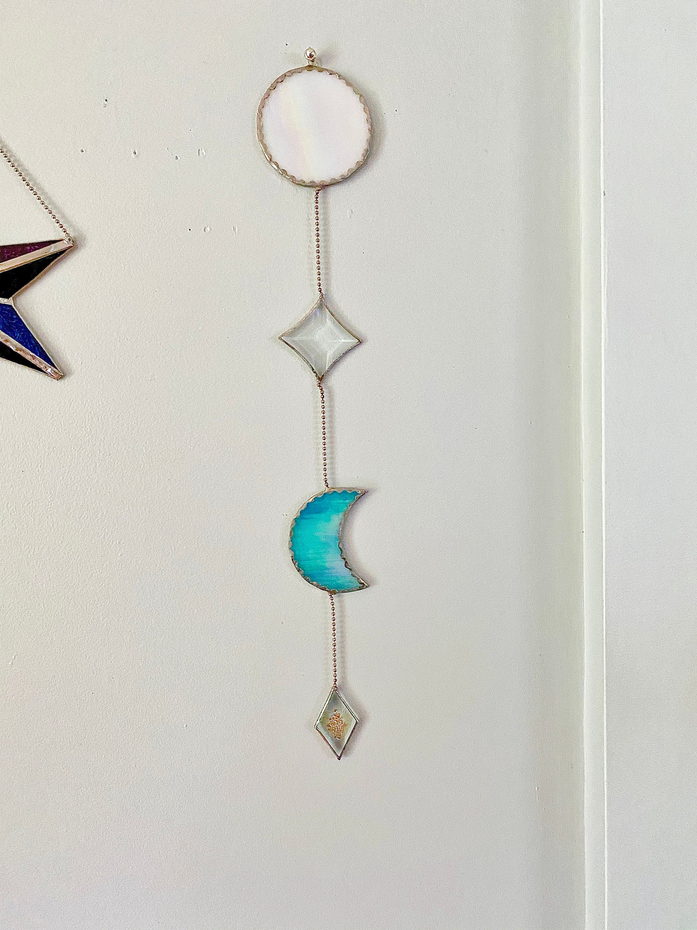 Moon Phase Stained Glass Moon Chart Art Glass Whimsical - Etsy