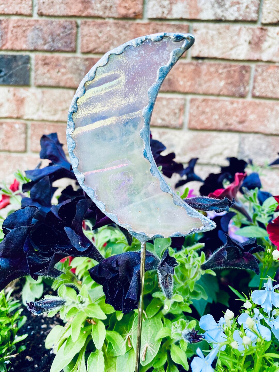 Stained Glass Moon, Garden Decor, Spooky Decor, Moon Goddess ...