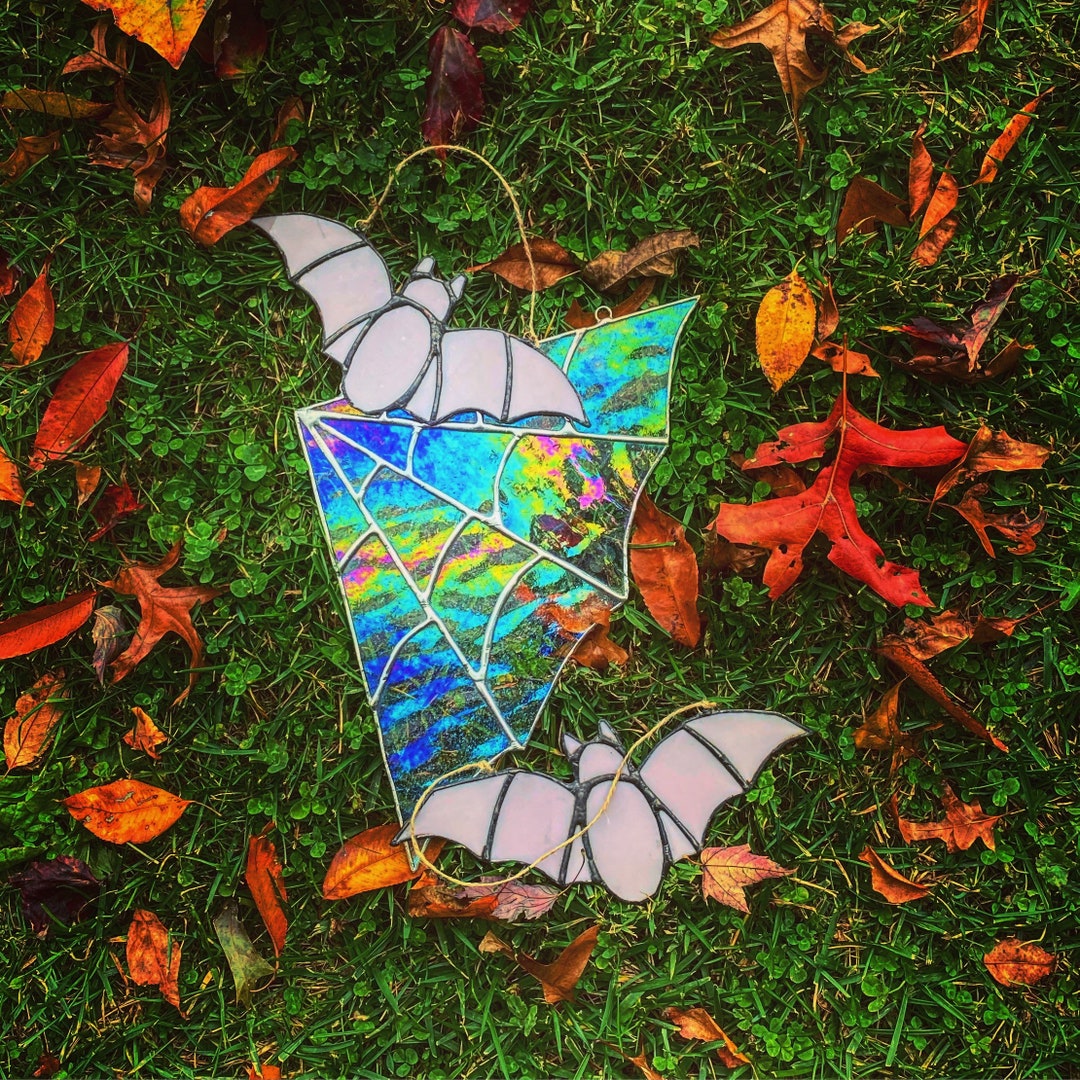 Stained Glass Bats, Bat Decor, Halloween Decor, Stained Glass Sun ...