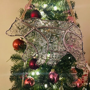 Stained Glass Bear, Stained Glass Window Hanging, Stained Glass Bear ...