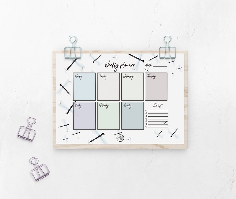 A4 Printable Weekly Planner to Do List Dragonfly Design ENGLISH/SPANISH ...