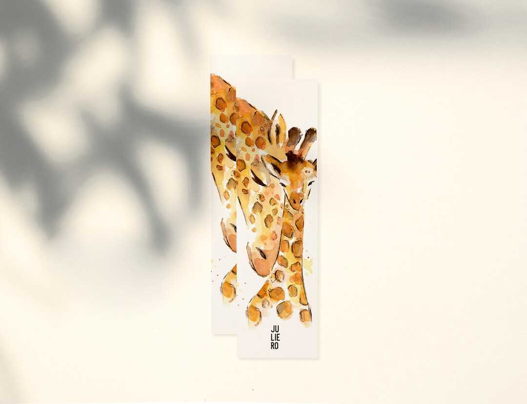 Giraffe Bookmark, Cute Bookmark, Giraffe Family, Original Watercolor ...