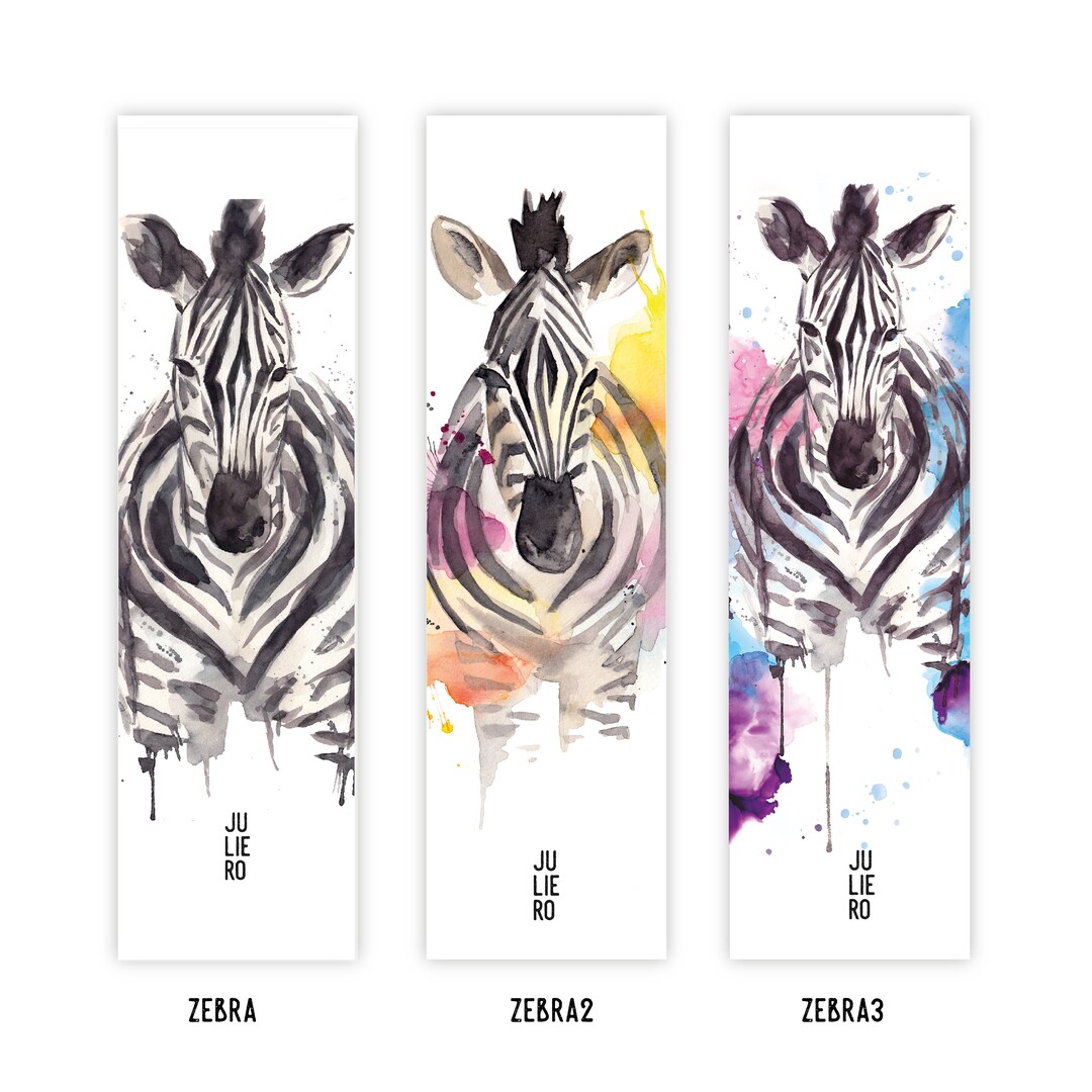 Cute Zebra Bookmarks, Watercolor, Book Lovers - Etsy