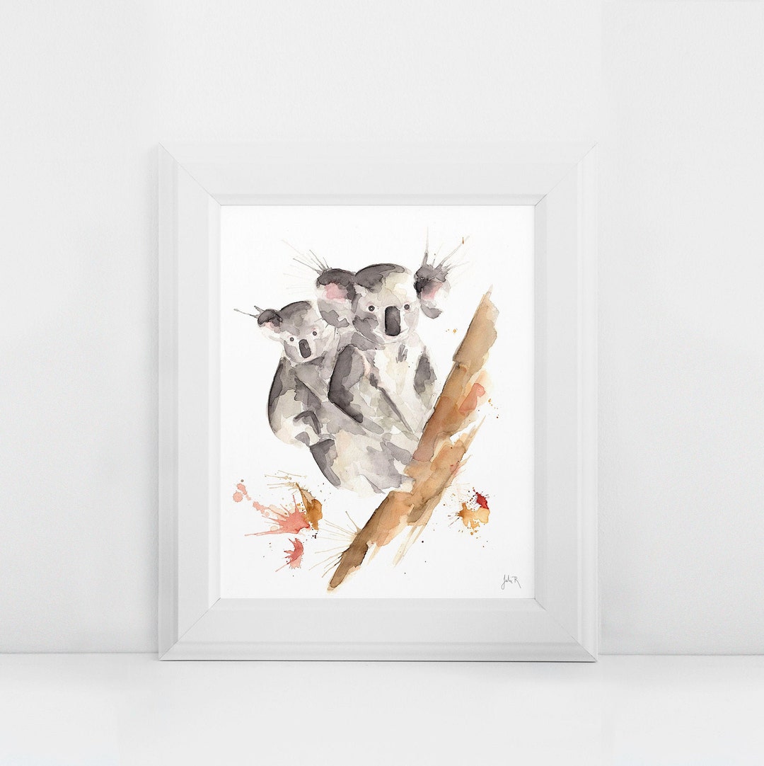 Print Koala Family / Decorative Foil Illustration Watercolor Family of ...