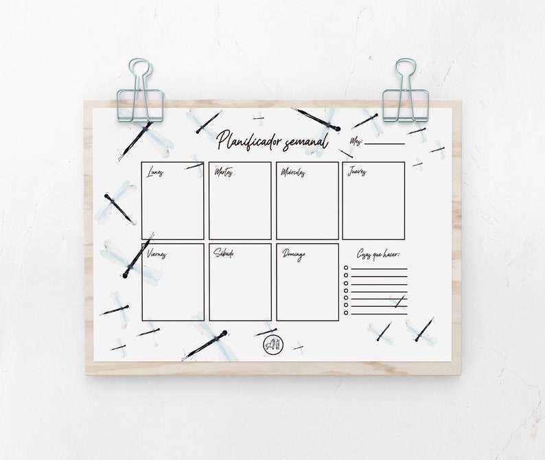 A4 Printable Weekly Planner to Do List Dragonfly Design ENGLISH/SPANISH ...
