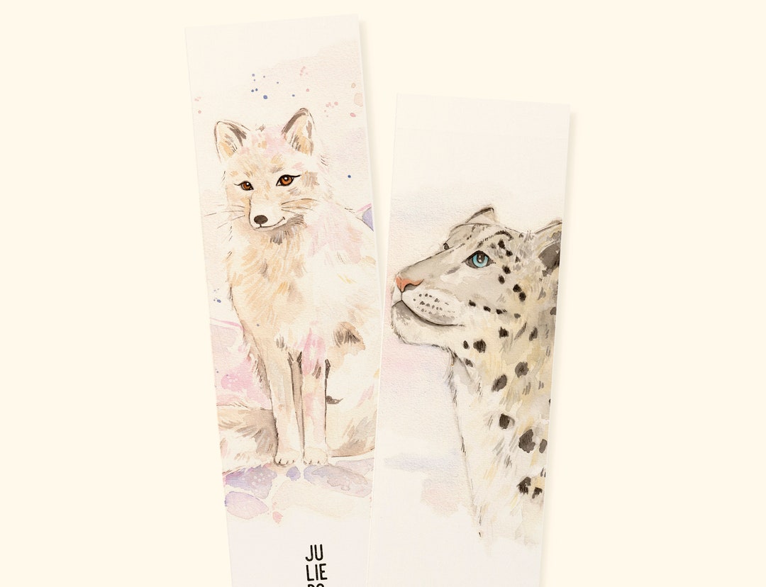 Animal Bookmarks: Arctic Fox and Snow Leopard, Cute Animals Bookmarks ...