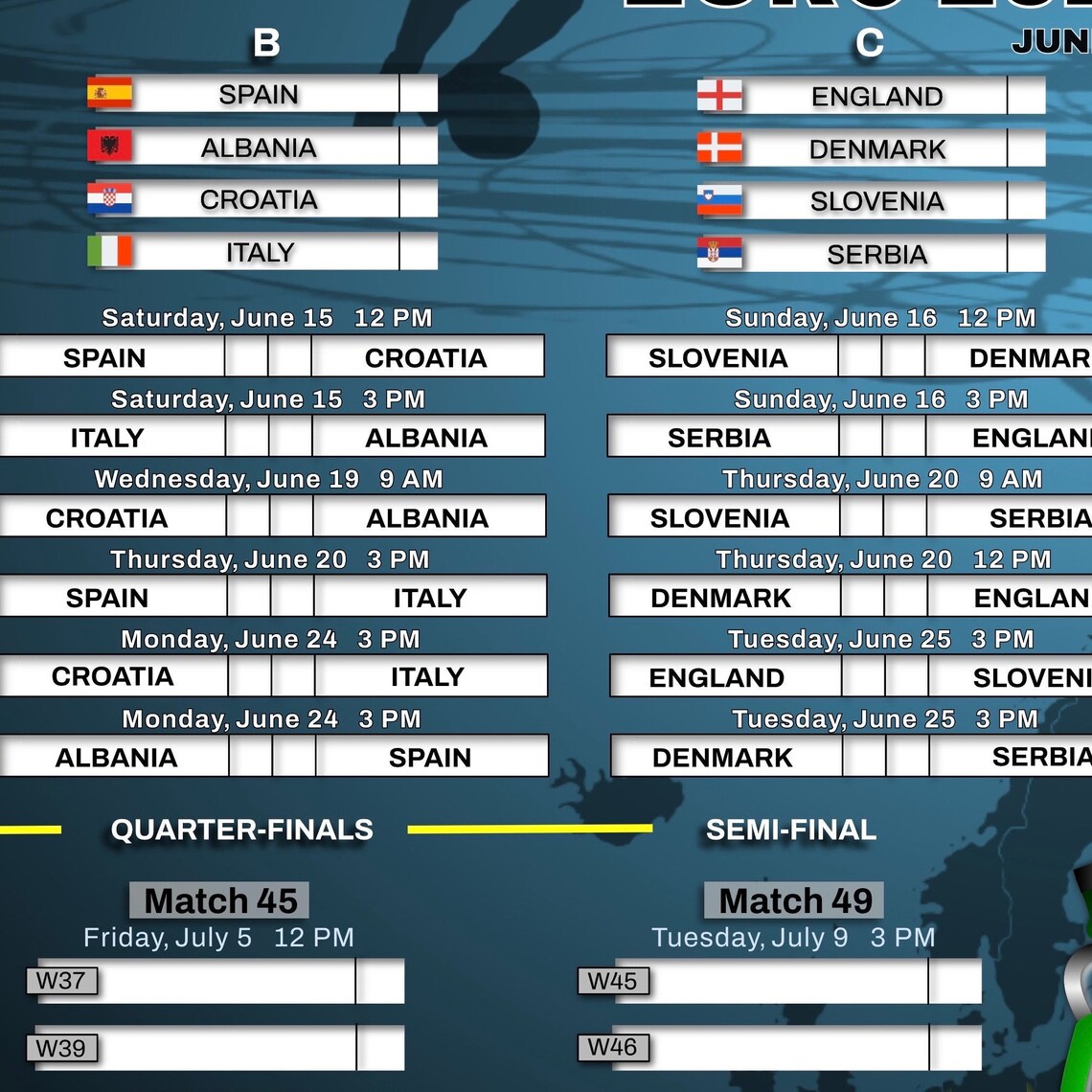 Copa America 2024 & European 2024 Championship Schedule Bracket ...