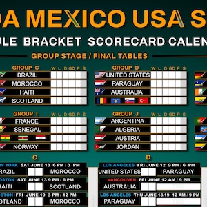 39x27 | World Cup 2026 Schedule Bracket Poster, Soccer Wall Chart With ...
