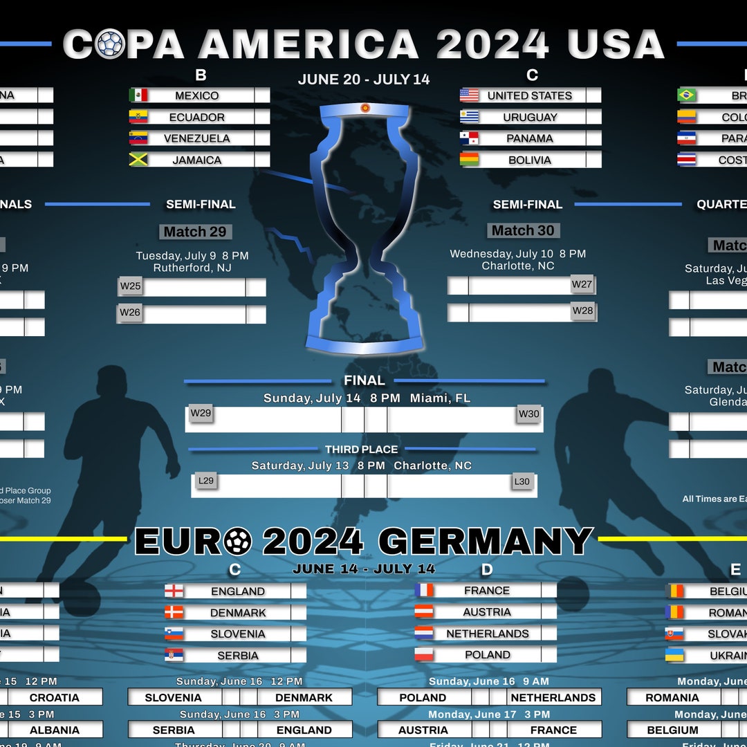 Buy Copa America 2024 USA & EURO 2024 Germany Schedule Bracket ...