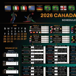 39x27 | World Cup 2026 Schedule Bracket Poster, Soccer Wall Chart With ...