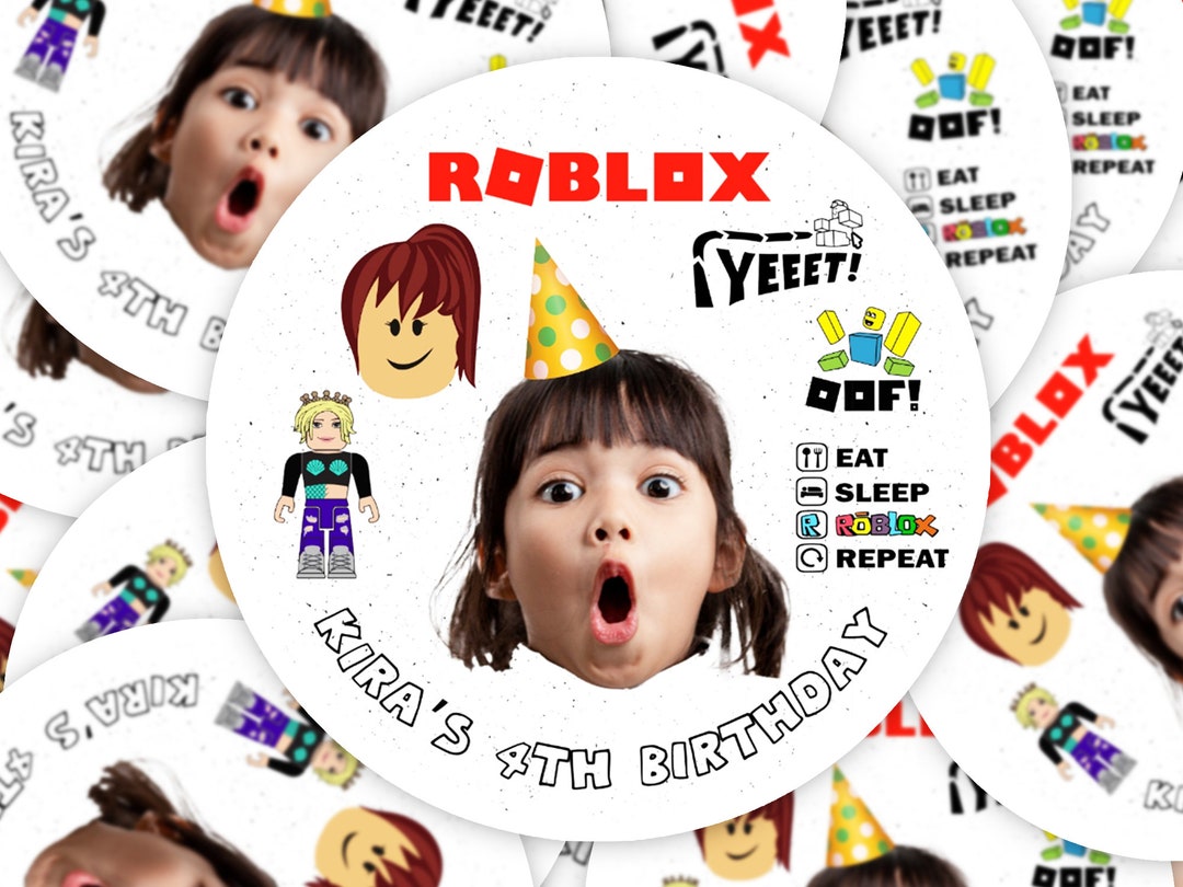 Custom Roblox Birthday Stickers: Girl's Face Party Favors - Etsy