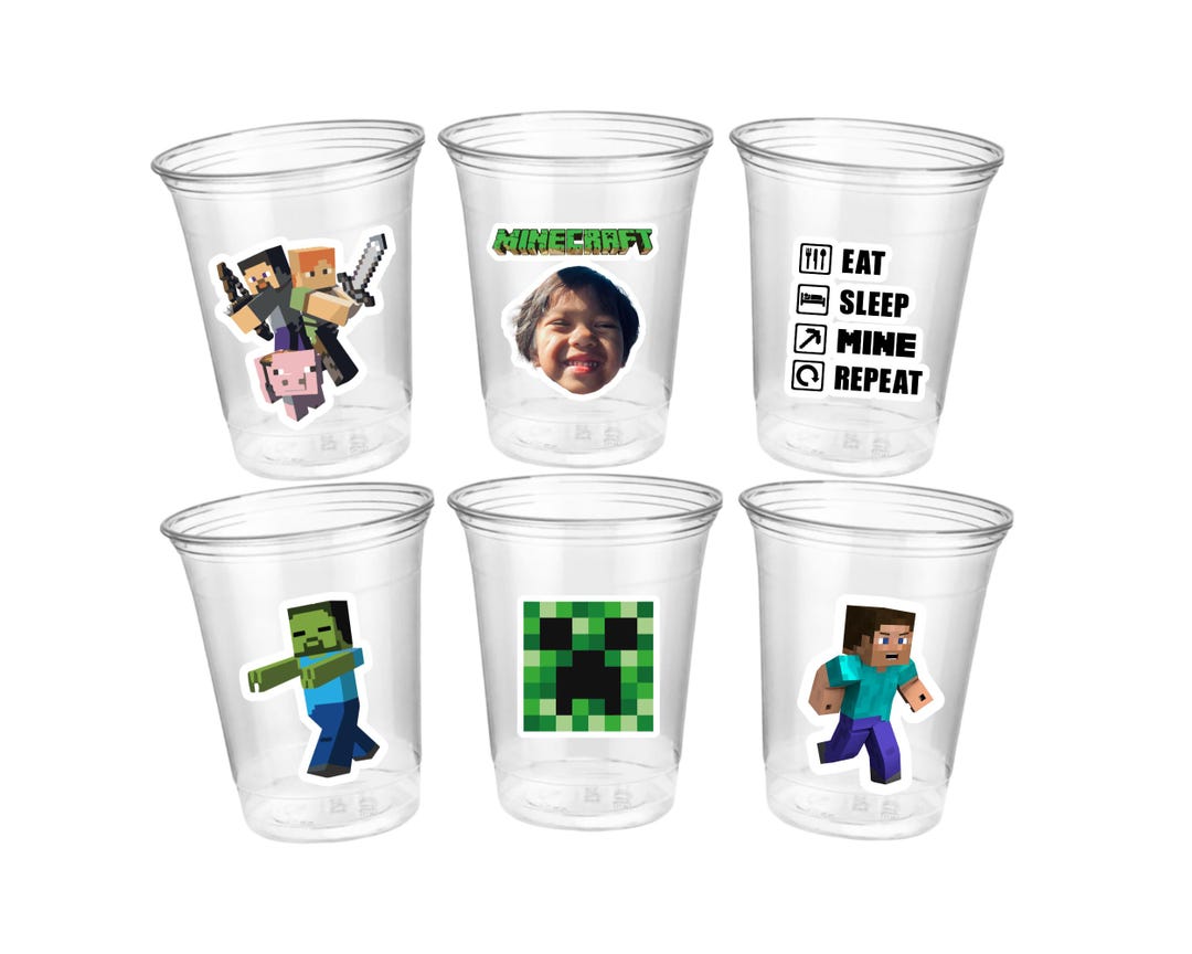 Custom Minecraft Plastic Party Cups - Custom Face Cups - Custom Party ...