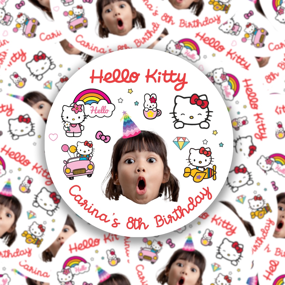 Custom Hello Kitty Face Stickers: Birthday Party Favors - Etsy