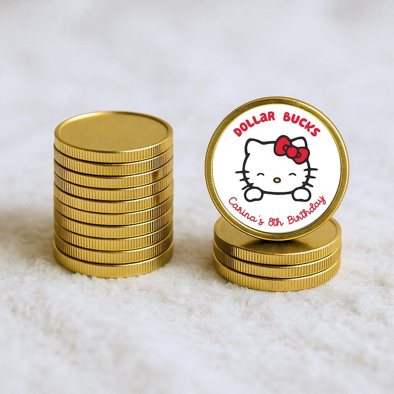 Personalized Hello Kitty Birthday Chocolate Coin Stickers: Party Favors ...