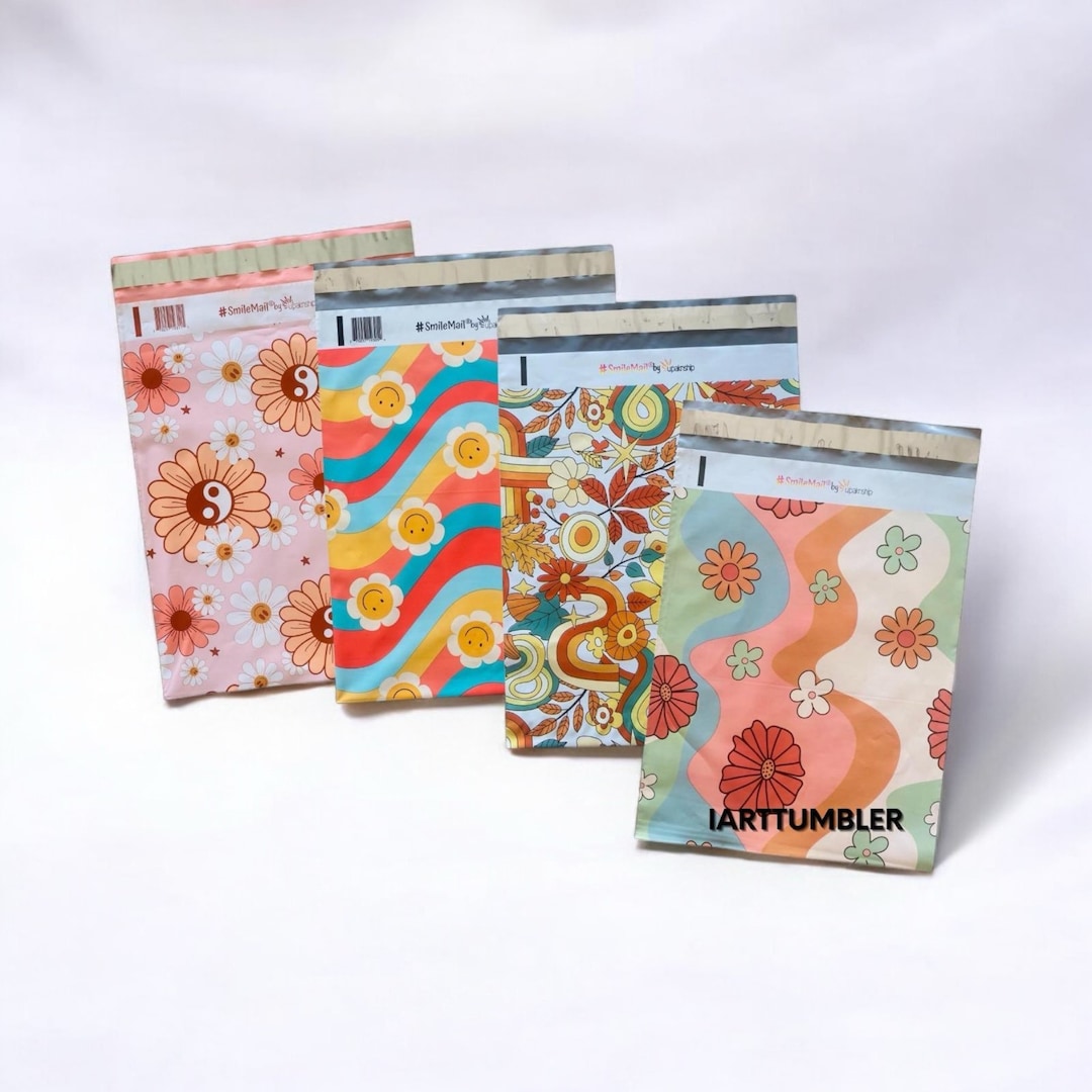 10x13" Retro Floral Poly Mailers Variety Pack - Self Seal Shipping Bags ...