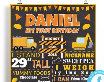 Construction Birthday Board Construction Birthday Poster - Etsy