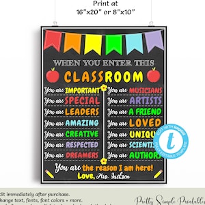When You Enter This Classroom Sign, Poster, Teacher Sign Personalized ...