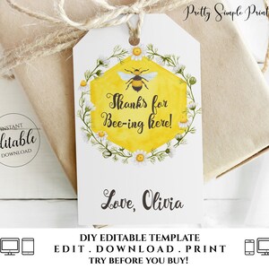 Bee Thank You Tag, Bee Favor Tags, Bee Themed Party, Thanks for Beeing ...
