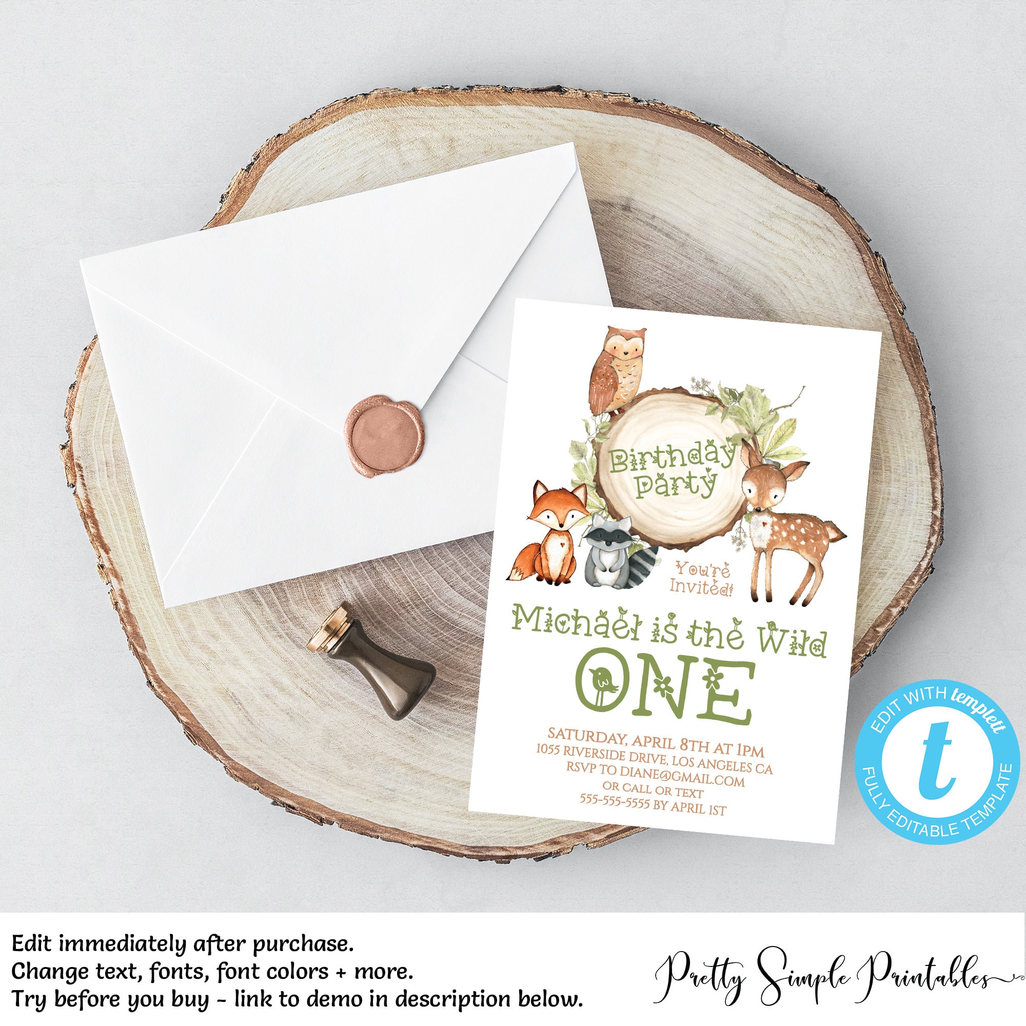 Woodland Invitation Boy Woodland Birthday Invitation - Etsy