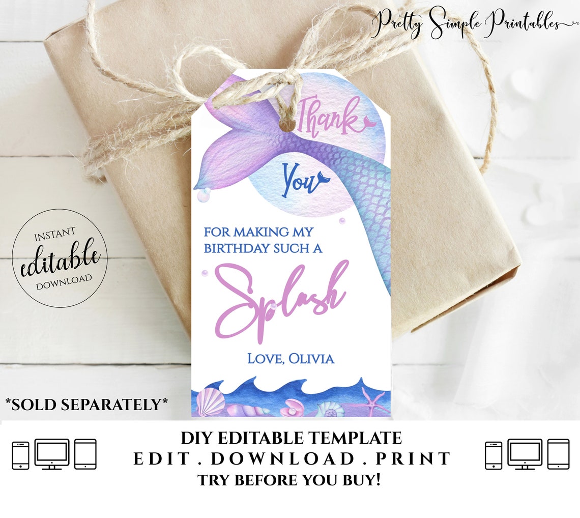 Editable Mermaid Water Bottle Labels Mermaid Printable Party | Etsy