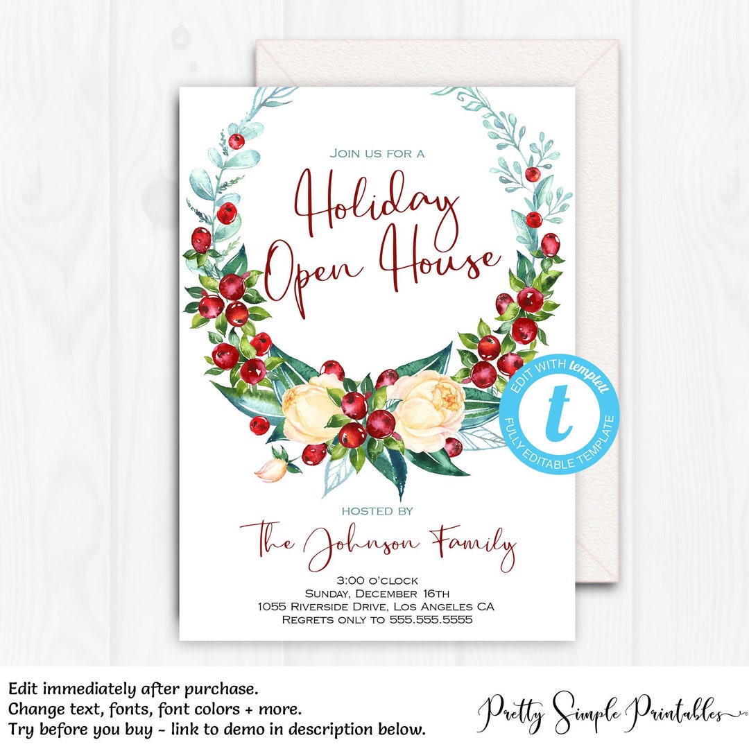 Holiday Open House Invitation, Christmas Open House Invitation ...