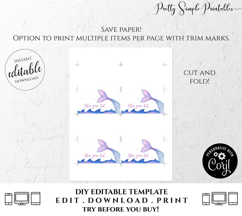 Editable Mermaid Food Labels Mermaid Food Tents Tent Cards - Etsy Canada