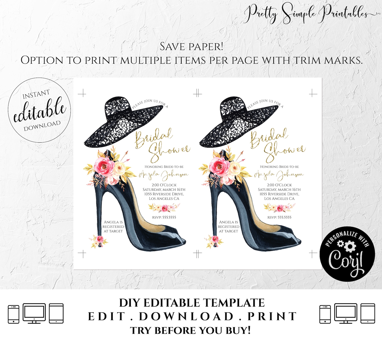 Hats and Heels Invitation, High Heel Invitation, Hats and Heels Invite ...