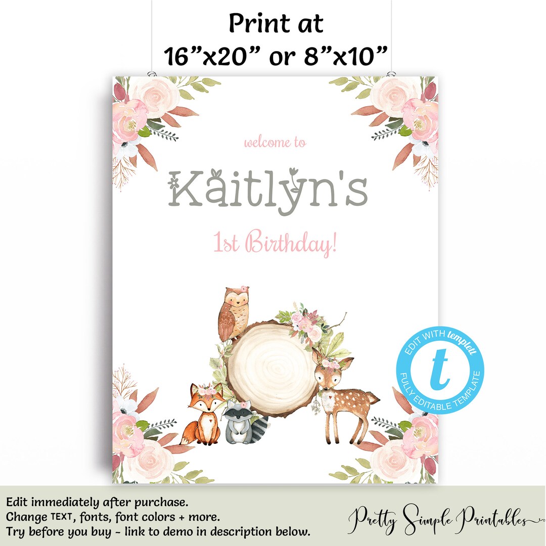 Wild One Welcome Sign, Wild One Birthday Girl, Wild One Woodland ...