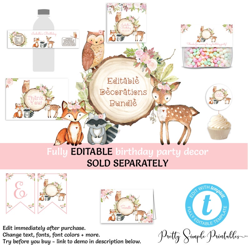 Woodland Table Sign Decorations Woodland Birthday Party | Etsy