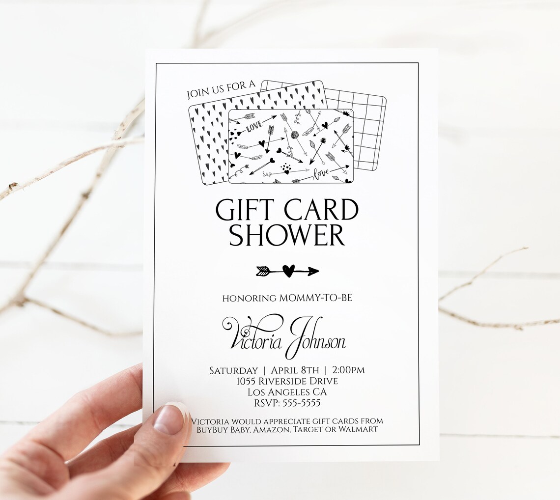 Gift Card Shower Invitation, Gift Card Baby Shower Invitation, Boy ...