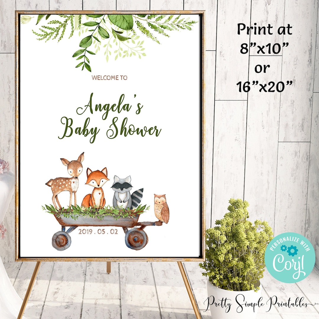 Woodland Welcome Sign, Woodland Baby Shower, 16x20 or 8x10, Woodland ...
