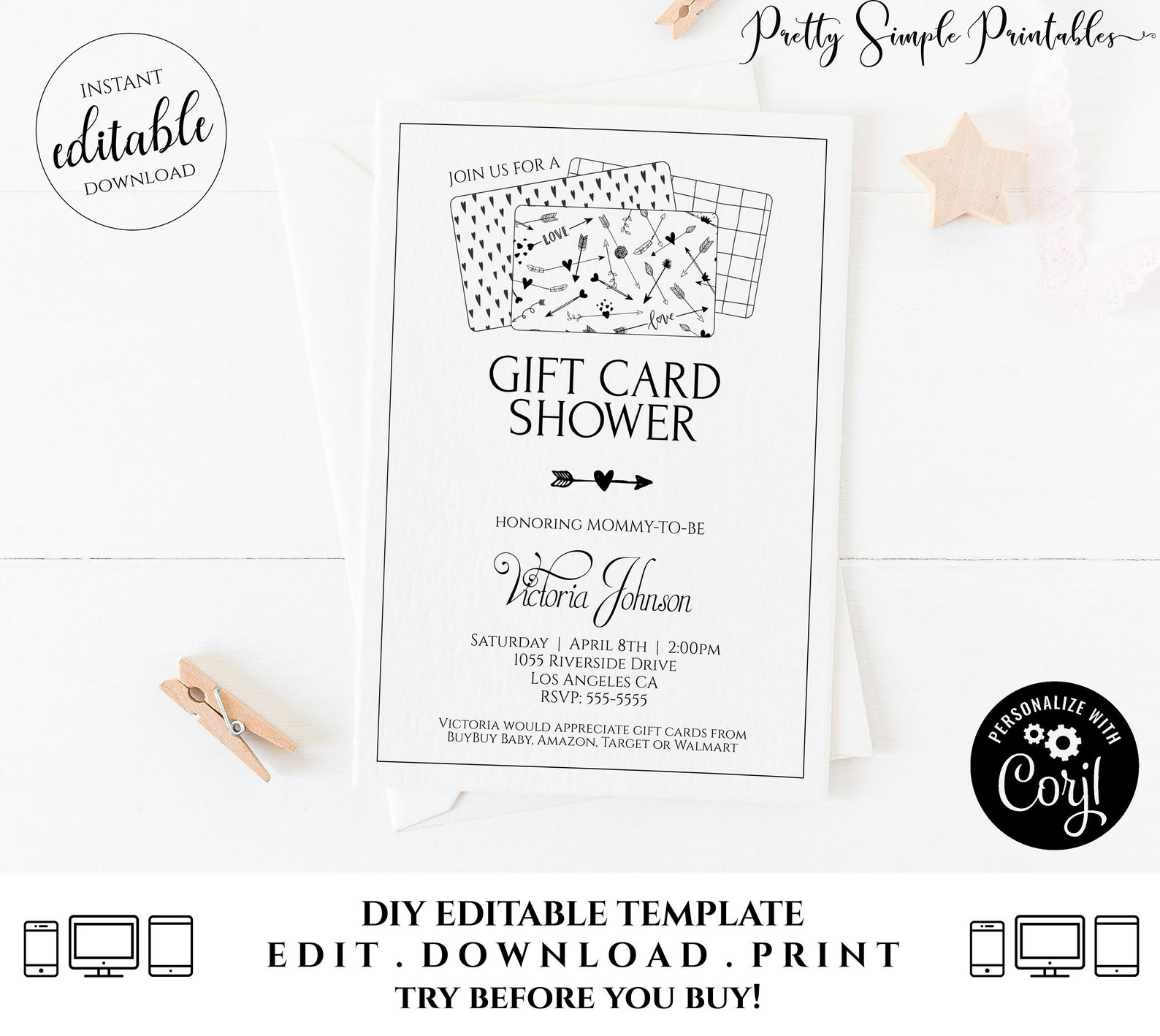 Gift Card Shower Invitation, Gift Card Baby Shower Invitation, Boy ...