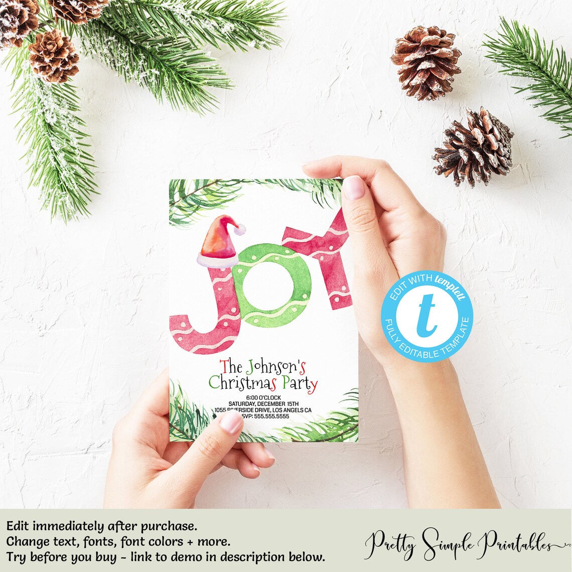 Editable Christmas Invitation Printable Christmas Invitation | Etsy