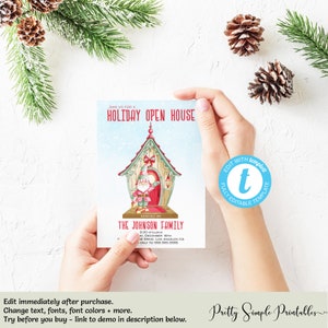 Traditional Christmas Invitation, Holiday Open House Invitation Instant ...