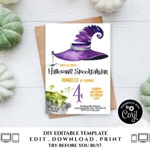 Witch Birthday Invitation, Halloween Birthday Invitation Girl ...
