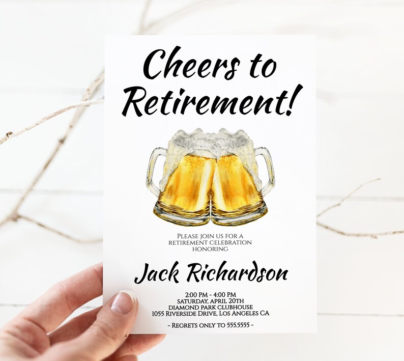 Cheers to Retirement Invitation, Retirement Celebration, Retirement ...