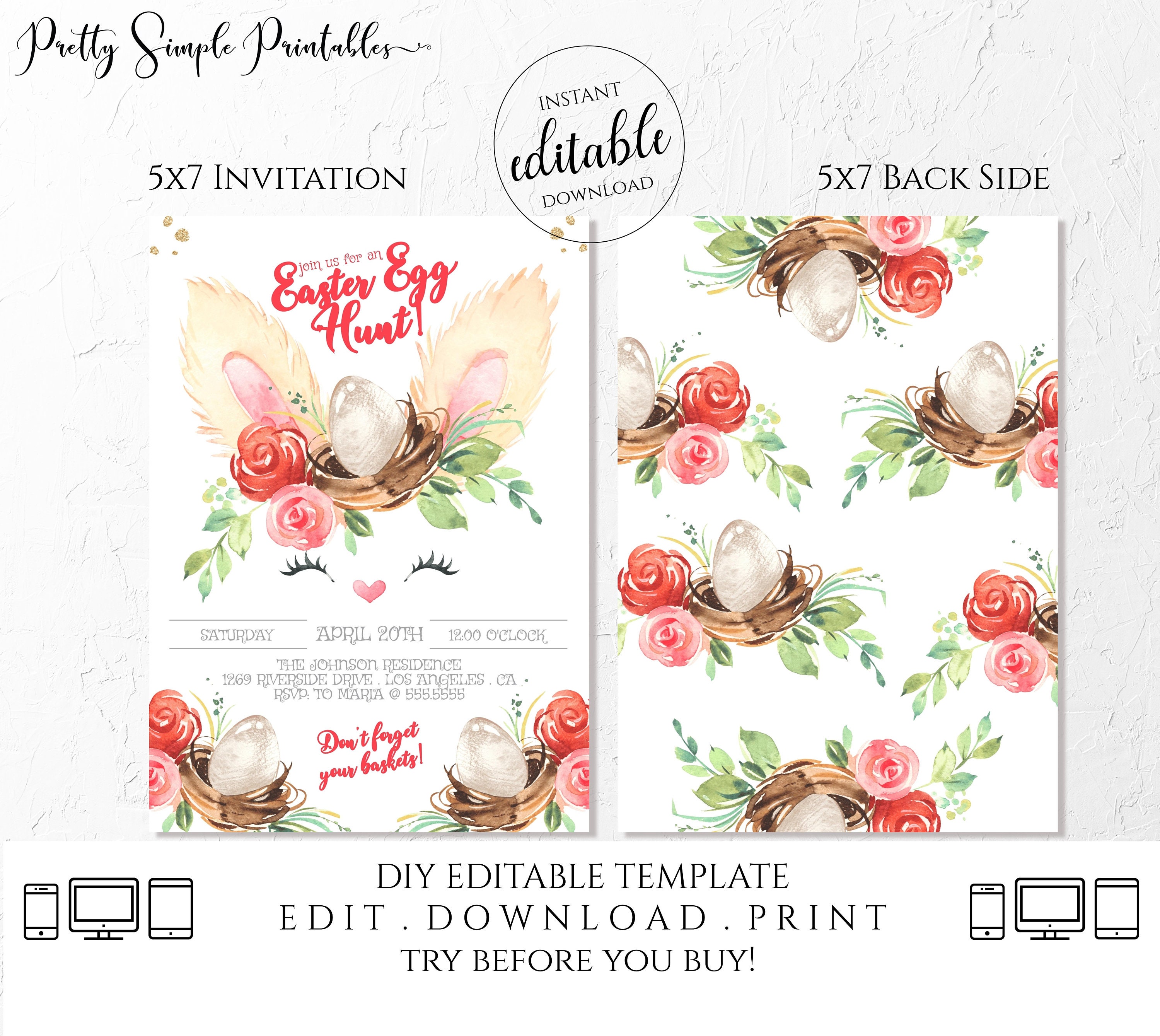 Editable Easter Egg Hunt Invite Editable Template Instant | Etsy