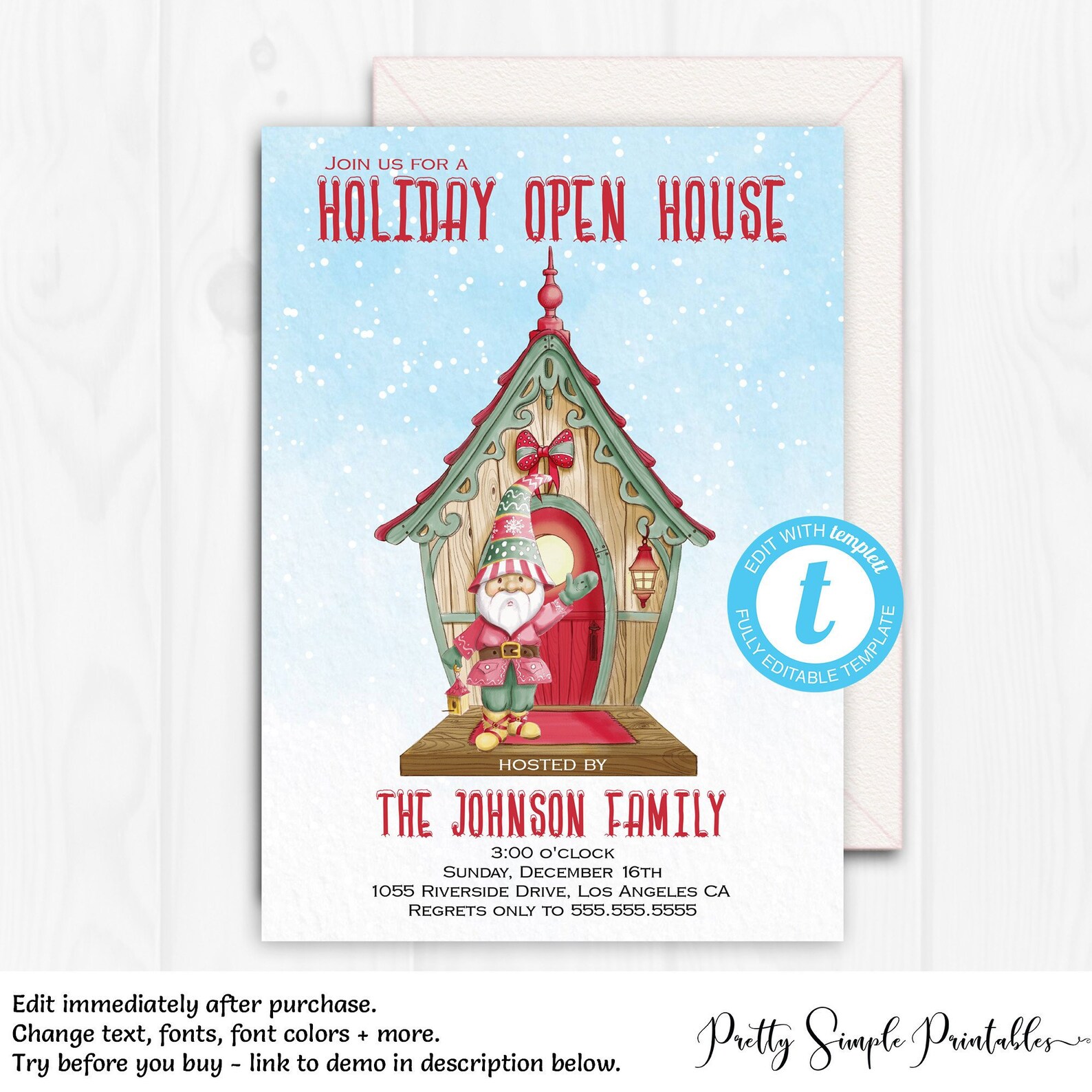 Traditional Christmas Invitation Holiday Open House - Etsy