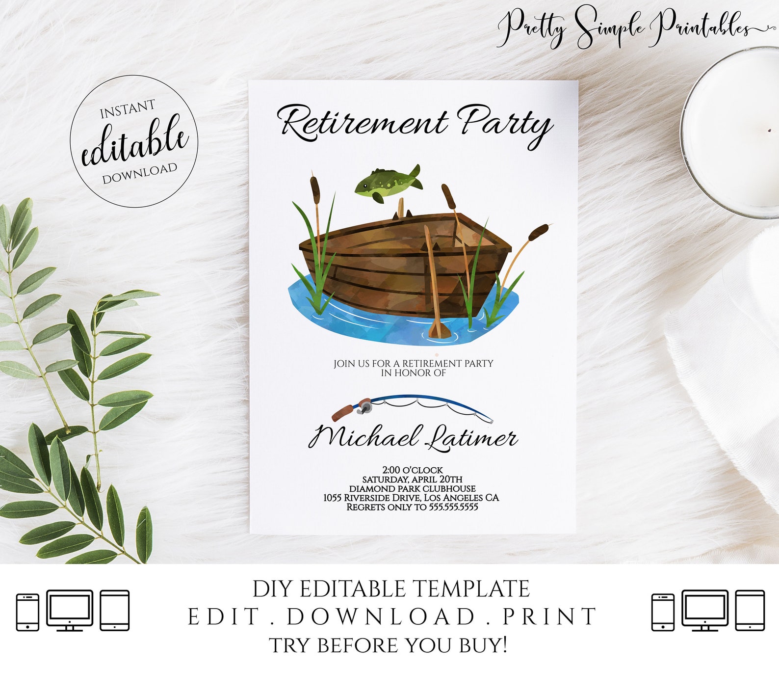 Retirement Party Invitations for Men, Retirement Invitation, Instant ...