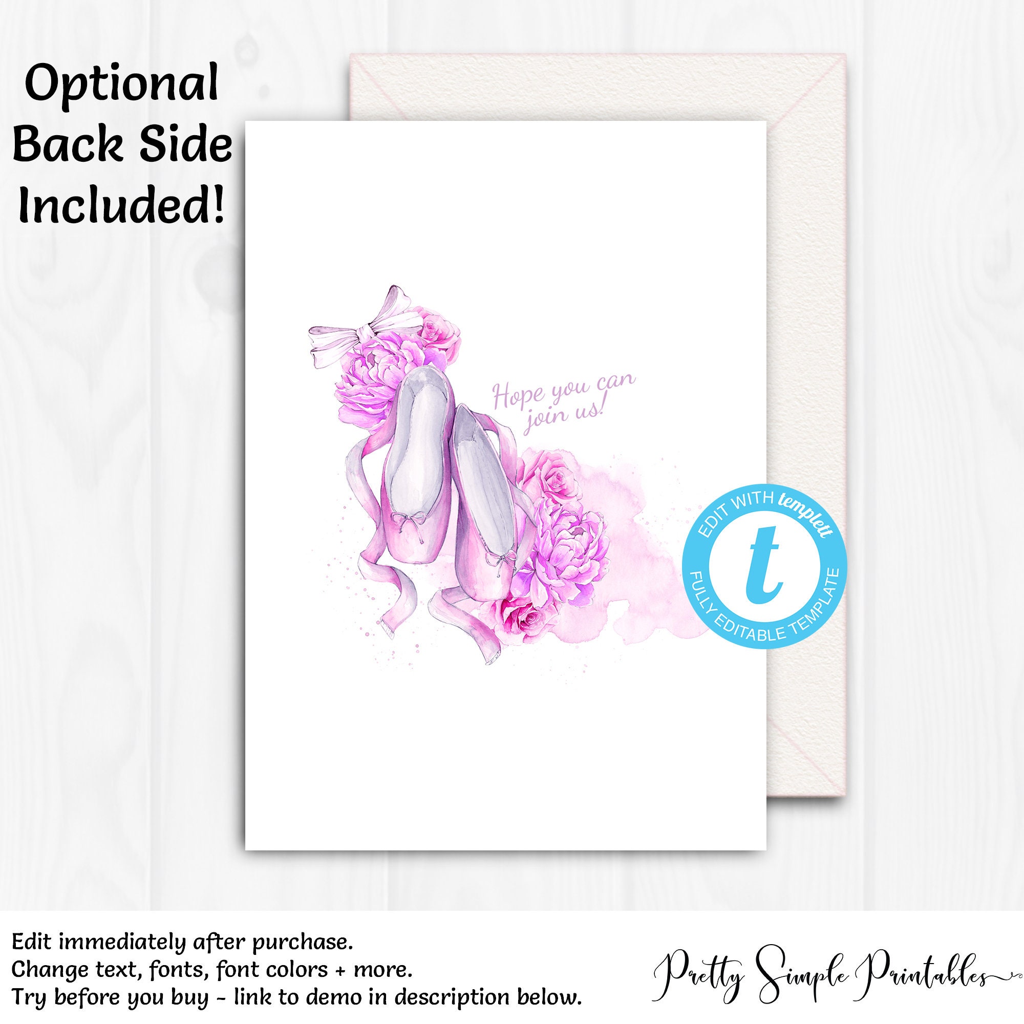 Ballerina Birthday Invitation Printable Ballerina Invitation - Etsy