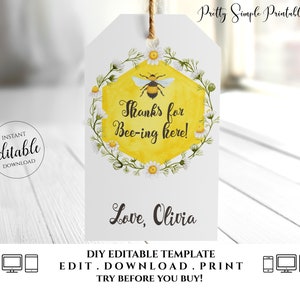 Bee Thank You Tag, Bee Favor Tags, Bee Themed Party, Thanks for Beeing ...