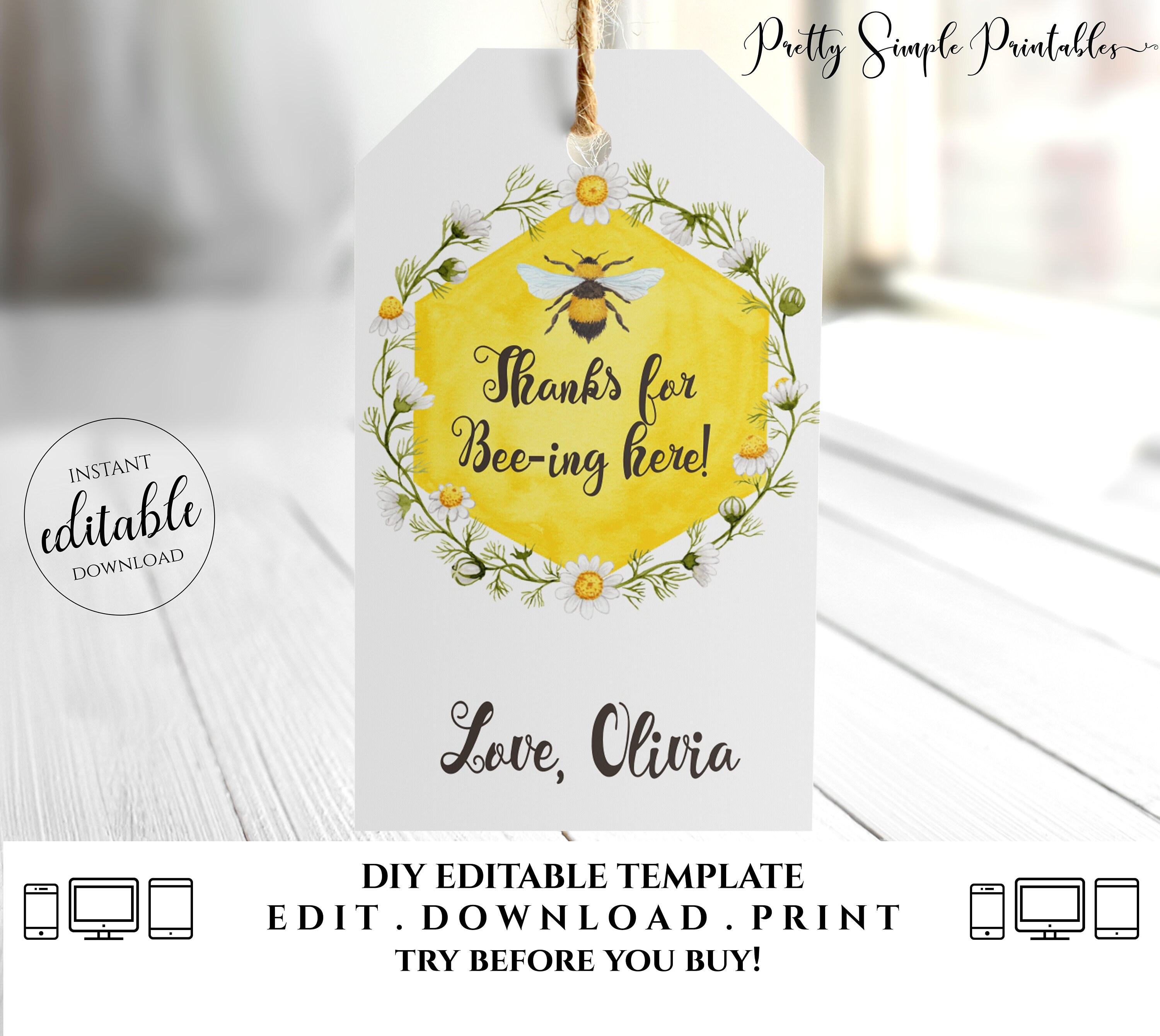 Bee Thank You Tag Bee Favor Tags Bee Themed Party Thanks | Etsy