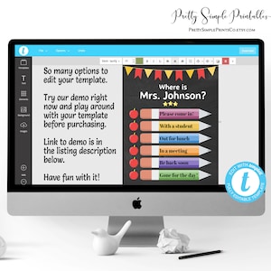 Where is the Teacher Sign, Editable Door Sign, Teacher Door Hanger ...