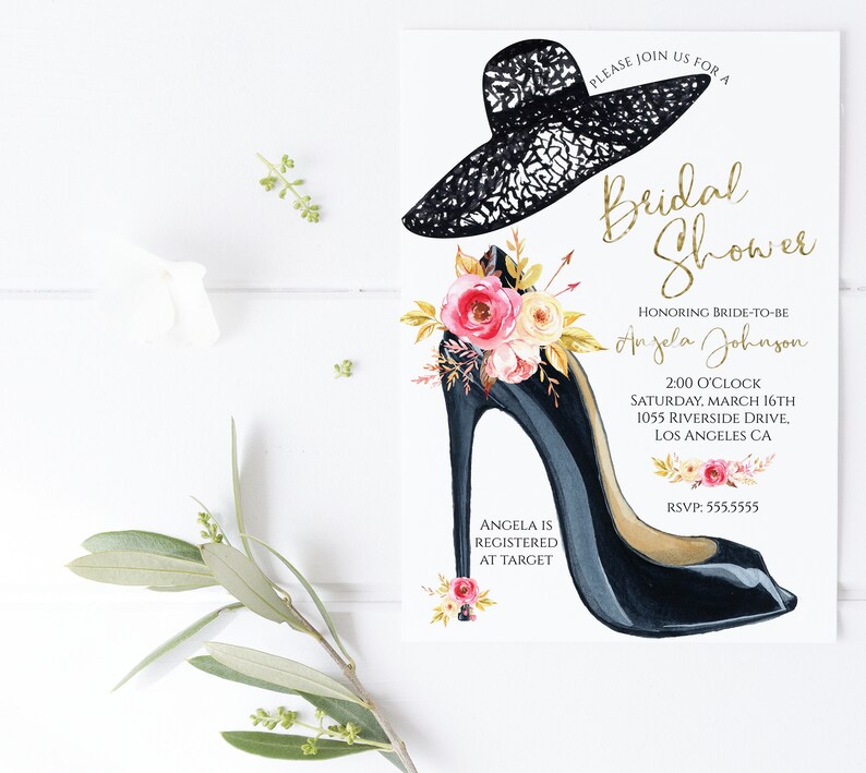 Hats and Heels Invitation, High Heel Invitation, Hats and Heels Invite ...