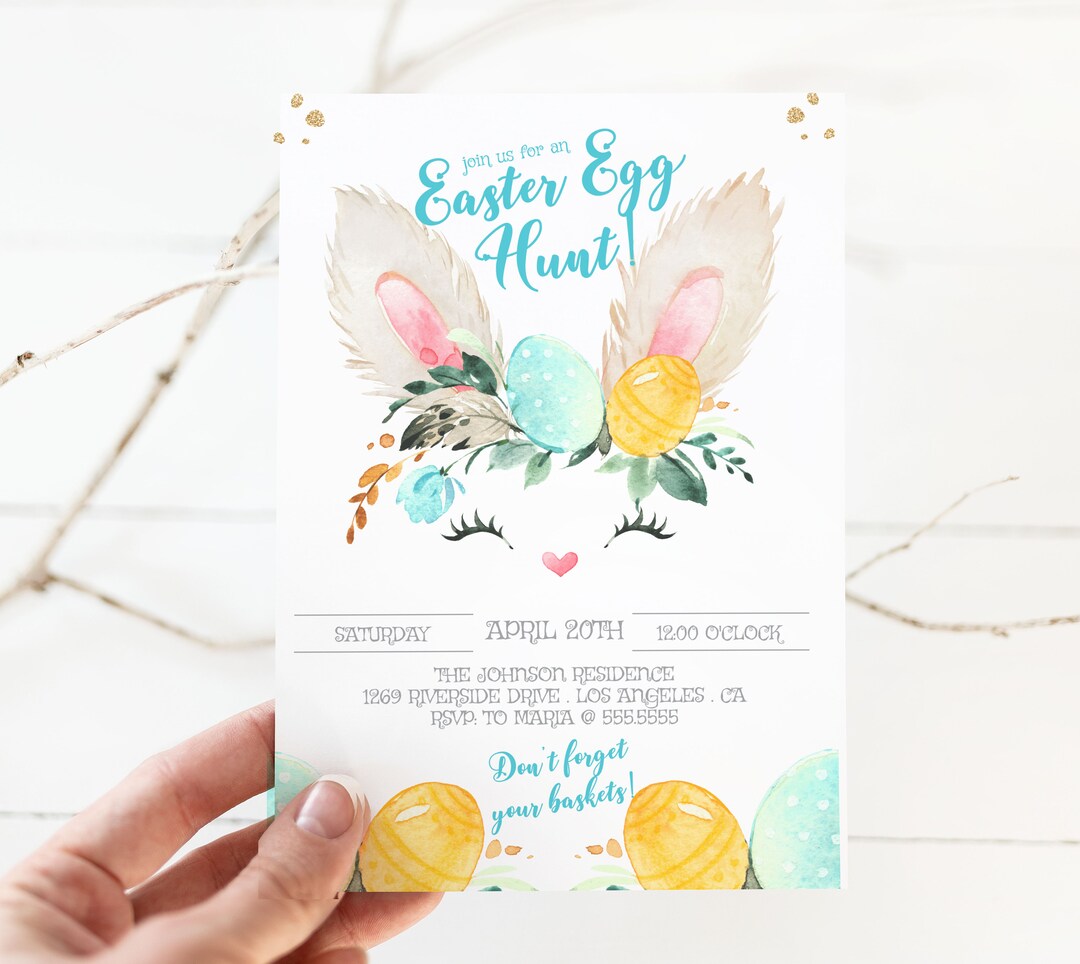Editable Easter Egg Hunt Invitation / Easter Bunny Invites / Instant ...