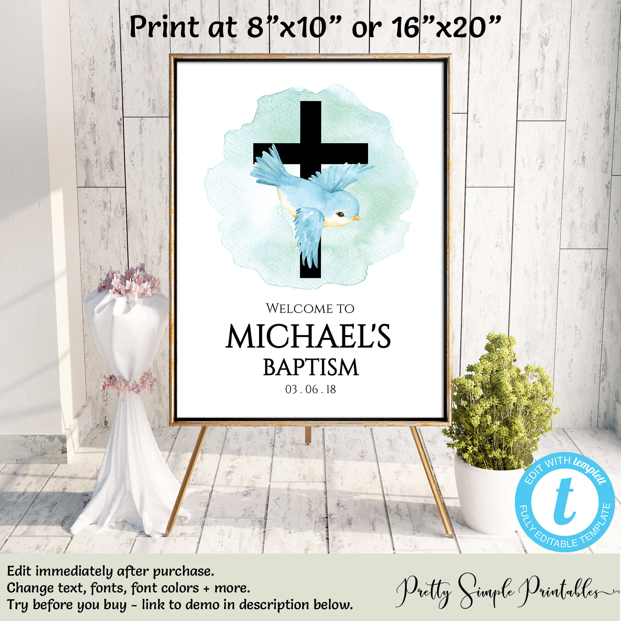 Baptism Welcome Sign Christening Poster Baptism Poster | Etsy
