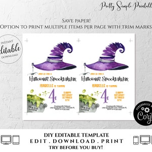 Witch Birthday Invitation, Halloween Birthday Invitation Girl ...