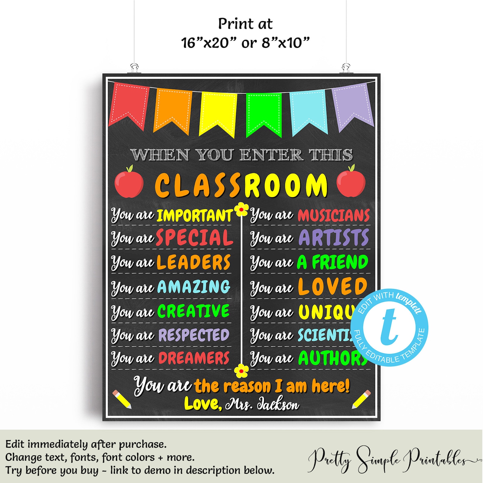 When You Enter This Classroom Sign Poster Teacher Sign - Etsy